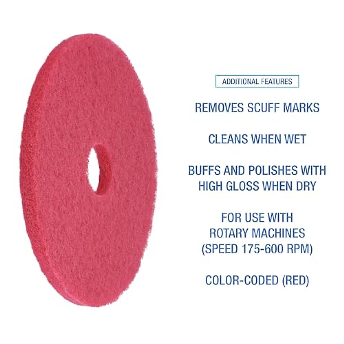 Boardwalk Buffing Floor Pads, 17" Diameter, Red, 5/Carton