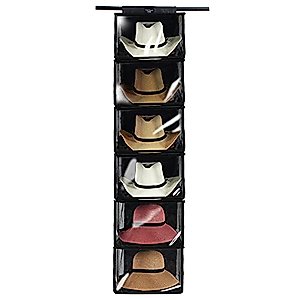 TreeHouse London Cowboy Hat Rack Storage with Dust Cover - XL 6 Shelf Hanging Hat Organizer for Men and Womens Closets - Wardrobe Hanging Cowboy Cap Hat Holder for Wide Brimmed Hats