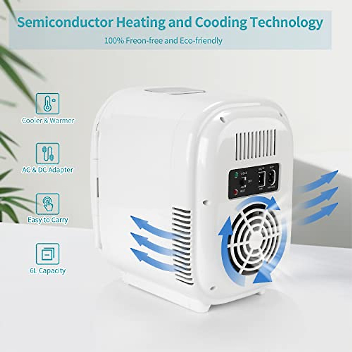 Ethereal Mini-Skincare-Fridge-for-Bedroom, 6 Liter/8 Can AC/DC Portable Thermoelectric Cooler and Warmer Compact Refrigerator, Portable Small Fridge for Skincare Foods Medications