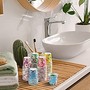 500 Pcs Tasting Paper Cups 2oz Disposable Mouthwash Cup Mini Beverage Drinking Cup Small Snack Cup for Kid Adult Home Bathroom Kitchen Picnic Travel Events Party Supplies Favors (Retro Flower)