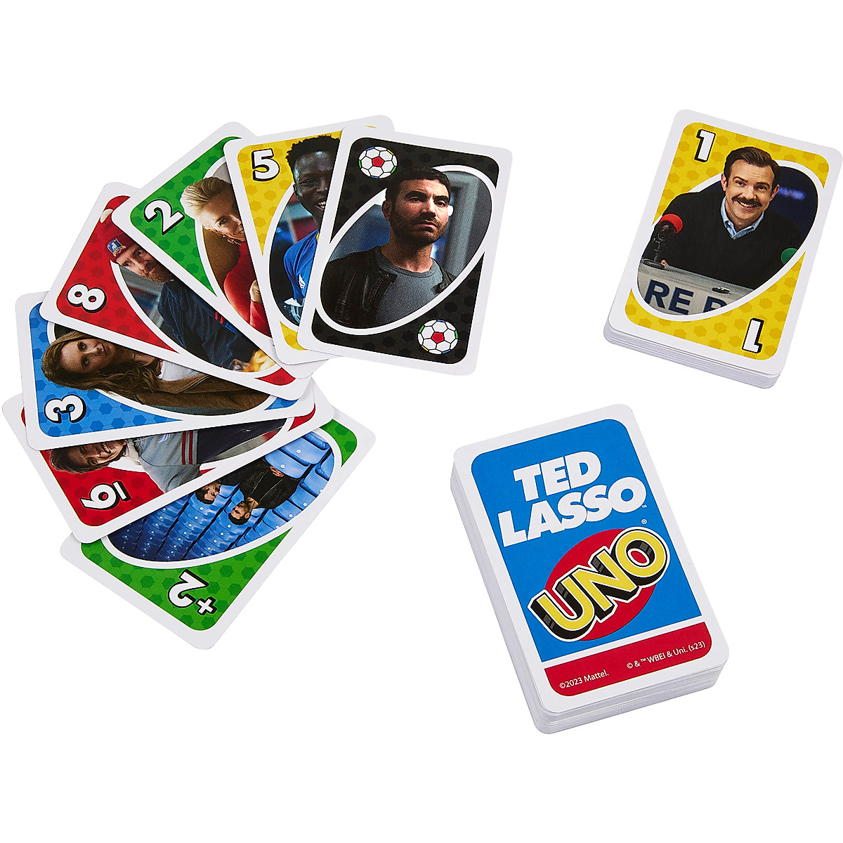 Mattel Games ​UNO Ted Lasso Card Game for Teens & Adults Inspired by The Popular Series for Game Night, Travel & Camping
