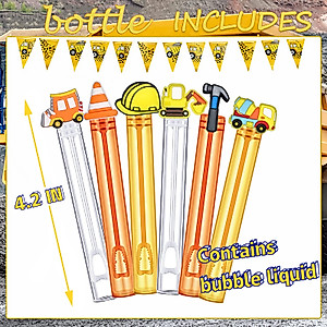 48 Pack Construction Mini Bubble for Boys and Girls- Construction Theme Birthday Party Supplies Favor-Dump Truck Party Decoration Kit (Contains Liquid