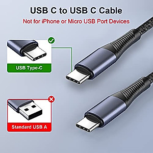 Deegotech USB C to USB C Cable, [6.6Ft 2-Pack] Durable Nylon Braided 100W 5A USB C Cable PD Fast Charger Compatible with MacBook Pro, MacBook Air, iPad Pro/Air, Galaxy S22 S21-Black