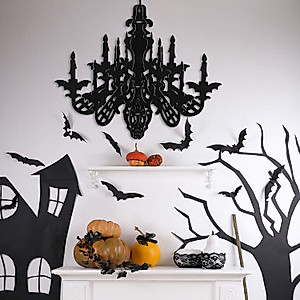 TUPARKA 2 Set Halloween Chandelier Decoration Halloween Haunted House Decoration Ceiling Hanging Decoration, Black