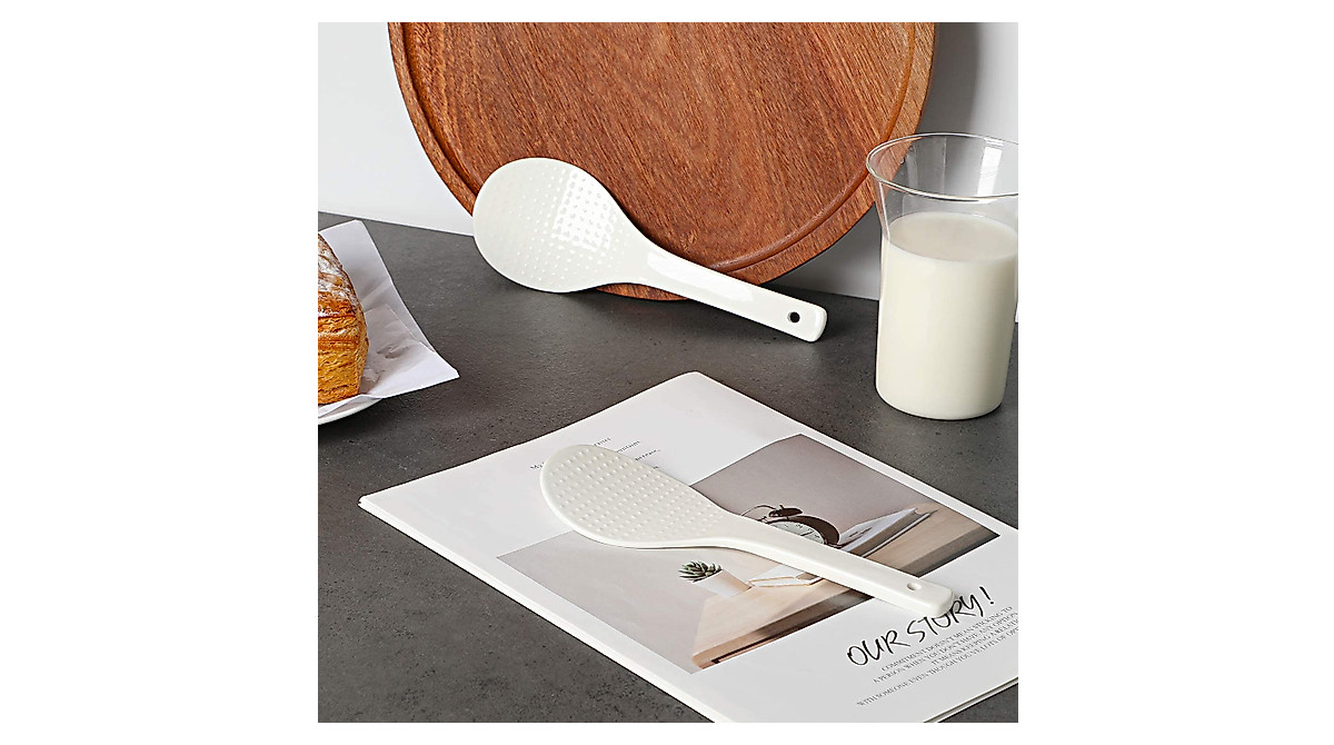 Elegant White Ceramic Rice Paddle Set - 2 Pack