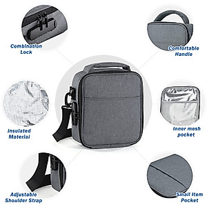 Lockable Lunch Box with Combination Lock，Insulated Lunch Bag and Large Natural Bamboo Decorative Storage Box Wooden Keepsake Box