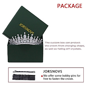 Jorsnovs Bride Tiara Wedding Crowns for Women Cubic Zirconia Bridal Silver CZ Birthday Princess Quinceanera Corona Headpieces