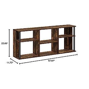 Furinno Classic Stand with Plastic Poles for TV up to 65-Inch, Amber Pine/Black