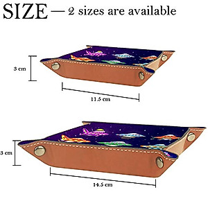 Lyetny Cartoon UFO Spaceship Pattern Organizer Tray Storage Box Bedside Caddy Desktop Tray Change Key Wallet Coin Box Tray Storage Valet,20.5x20.5cm
