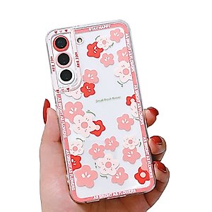 for Samsung Galaxy S22 S21 Ultra Plus FE Case Flower for Women ,Camera Protection Clear Transparent Slim Soft Cover Flora note20ultra Case for Samsung Note 20 S20 Ultra (Note20,Pink Flowers)