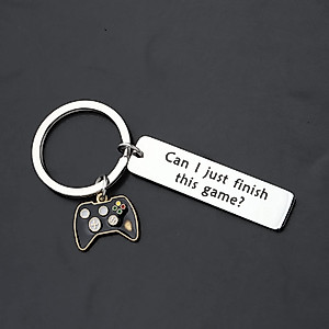 TGBJE Game Controller Keychain - Funny Gamer Gift for Gaming Fans and Enthusiasts - Can I Just Finish This Game