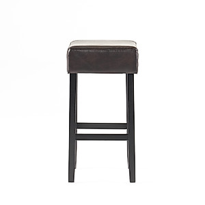 Christopher Knight Home Lopez Leather Backless Bar Stools, 2-Pcs Set, Brown