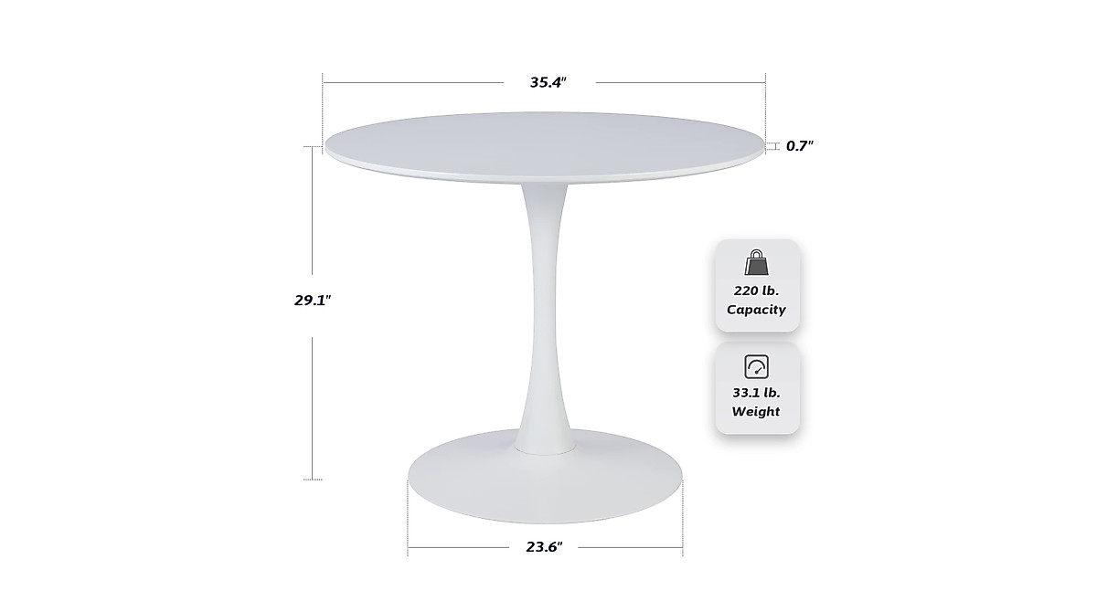 VONLUCE 36 Inch Round Dining Table - Elegant Bistro Style