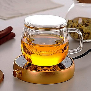 Hantran Tea Infuser Cups with Strainer and Lid, 13 ounce Heat Resistance Borosilicate Glass Teacups for Blooming Tea & Loose Leaf Tea, Microwave & Dishwasher Safe - For Tea Lovers