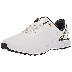 Callaway Women's Coronado v2 SL Golf Shoe, White/Gold, 7.5