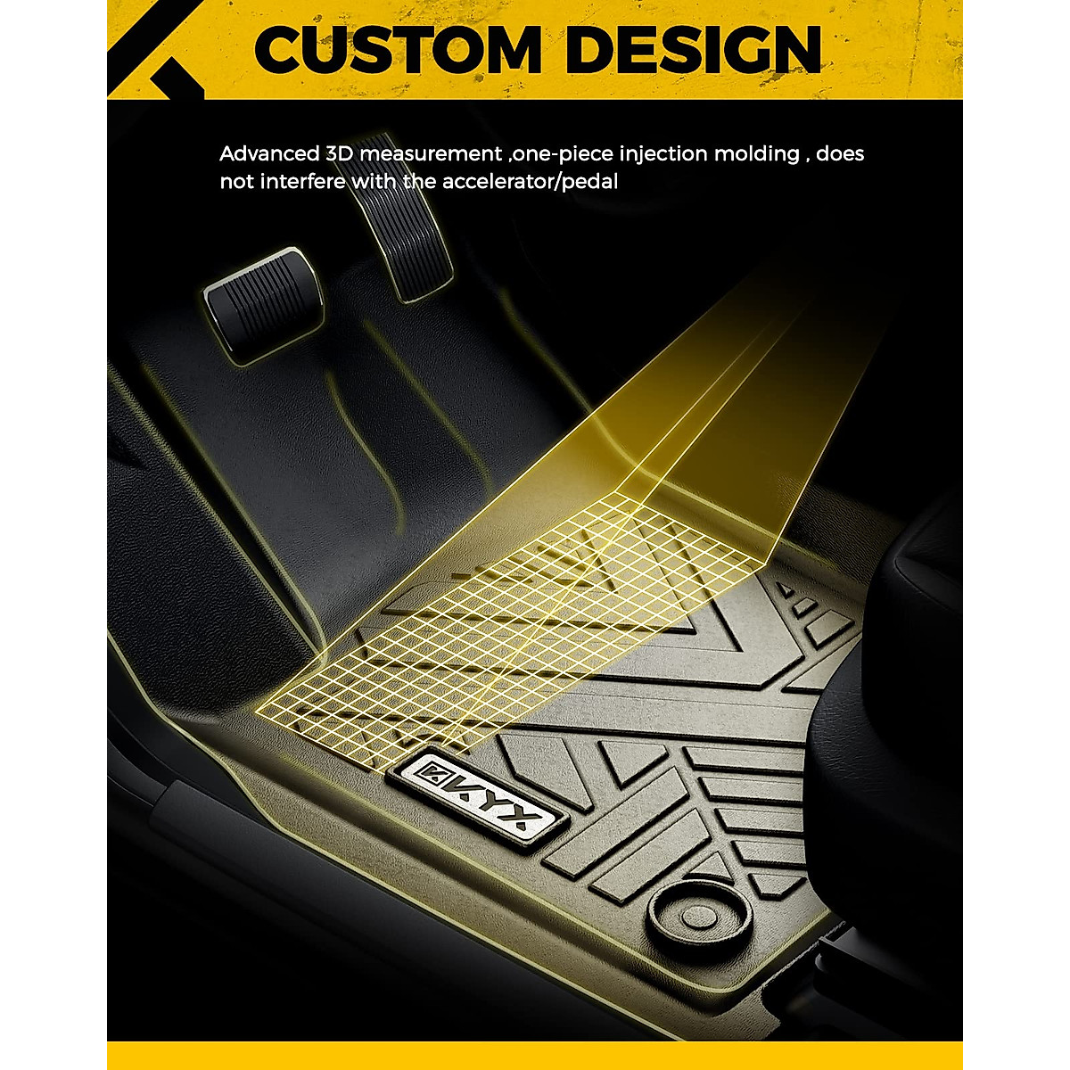 KYX All Weather Floor Mats for Toyota Tacoma Double Cab 2018-2023, TPE Rubber Car Floor Liners Full Set 1st and 2nd Row, Custom-Fit Car Mats for Toyota Tacoma Double Cab Odorless Non-Slip