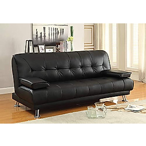 Convertible Sofa Bed with Removable Armrests Black 300205