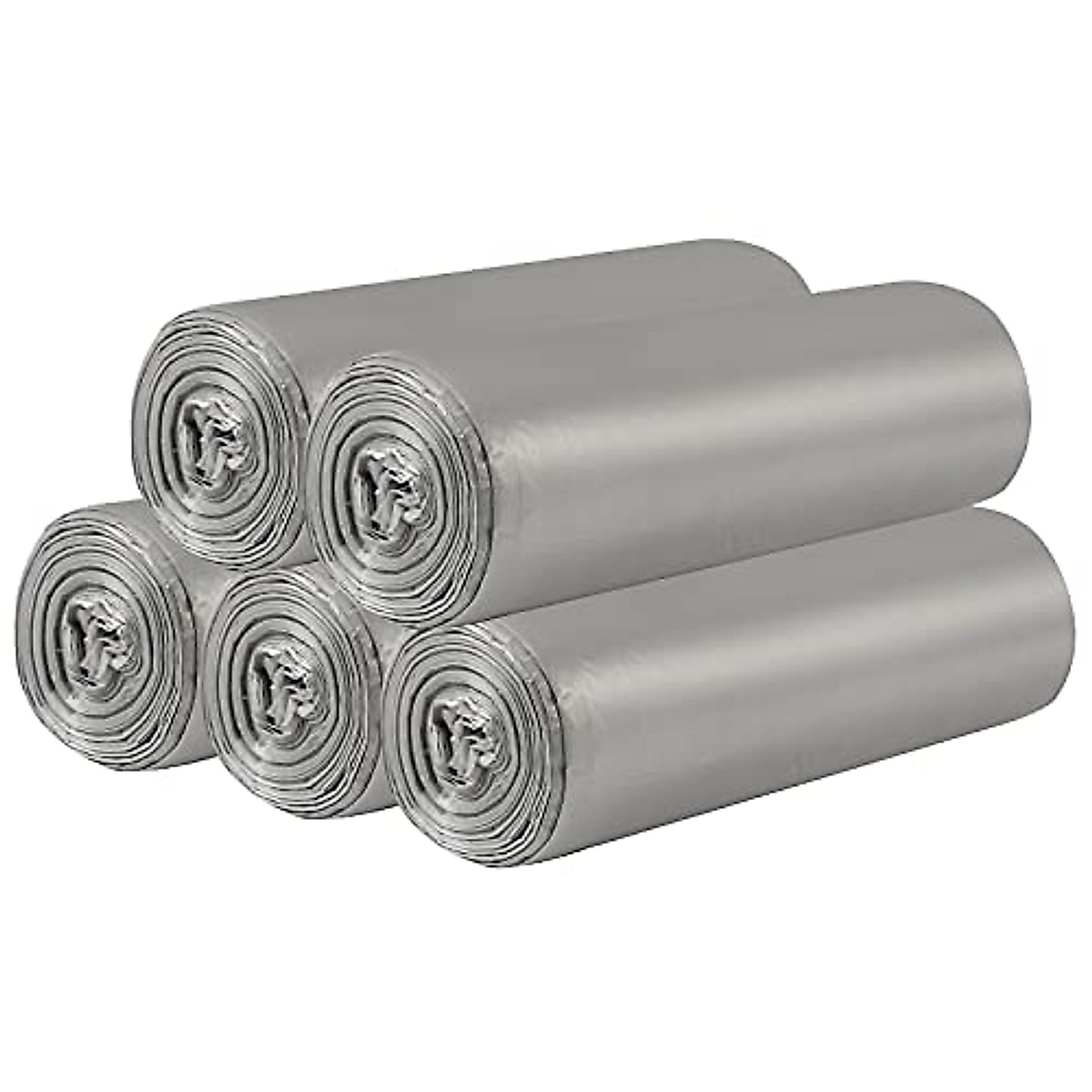 5 Rolls Small Trash Bags - 100 Counts Durable 4 Gallon Small Garbage Bags for home office kitchen Bathroom Bedroom Trash Can liners（Silver）