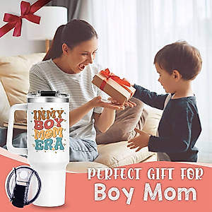 OneGemn Boy Mom Tumbler with Handle, Boy Mom Gifts for New Mom - 40 oz In My Boy Mom Cups Tumbler with Lid and Straw - Boy Mom Gifts for Mothers Day Birthday Christmas Gifts for Boy Mom