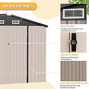 Jolydale Outdoor Storage Shed 6.4x3.6FT Outdoor Garden Storage Shed, Galvanized Steel Metal Garden Shed with Air Vent and Hinged Door Utility Tool Storage House for Garden, Backyard, Patio, Lawn