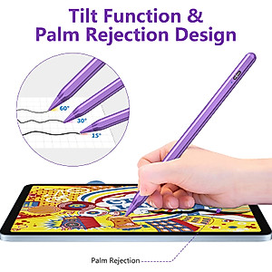 Stylus Pen for iPad, Apple Pencil for 10th/9th Gen, Pro 11" & 12.9", iPad Pencil Compatible with (2018-2022) Apple Air 5th/4th/3rd, Mini 6th/5th, iPad 8th/7th/6th (Purple)