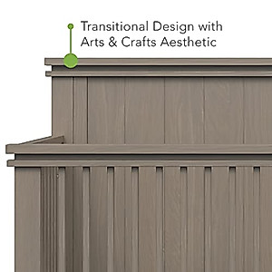 Denman 4-in-1 Convertible Crib, Modern Contemporary Baby Crib Converts to Toddler Bed, Day Bed and Full-Size Bed, 3 Adjustable Mattress Heights (Crescent Gray)