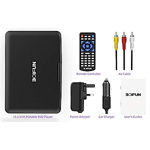 17.5" Portable DVD Player with 15.6" Large HD Screen, 6 Hours Rechargeable Battery, Support USB/SD Card/Sync TV and Multiple Disc Formats, High Volume Speaker,Black+ Purple