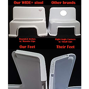 iLove Wide+ 2 Step Stool for Kids and Toddlers, Bathroom and Toilet Stool for Potty Training, Slip-Resistant Soft Grips, Kitchen Helper Stool with Handles, Extra Wide, Dual Height - Gray (1 Pack)