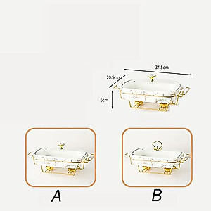 WCCCW Ceramics Chafing Dish Buffet Set, Marble Finish Chafing Dish, Rectangular Chafers for Buffet/Weddings/Parties/Banquets/Catering Events,White,A