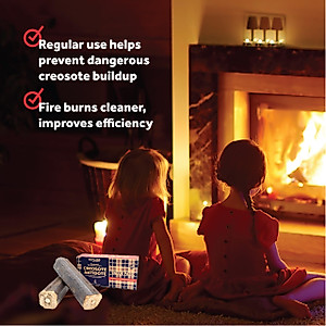 Rutland Creosote Antidote™, 3X Cleaning Power, Chimney Cleaning Fire Logs, 2-Pack Creosote Sweeping Firelogs, 2.45 lbs Each Treatment, Made in USA