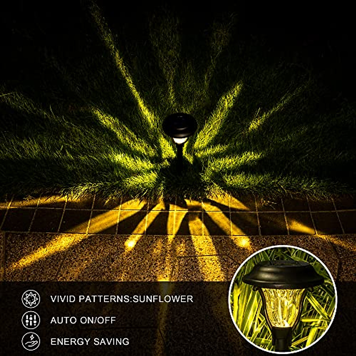 GIGALUMI Solar Garden Lights, 6 Pack Solar Yard Lights, Bright Solar Lights Outdoor Waterproof, Led Solar Pathway Lights Auto On/Off, Landscape Path Lights Solar Powered for Yard, Walkway, Lawn
