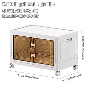 MRPAPA Folding Storage Bins With Lids 21 Gallon tools Room Storage And Organization Containers,Collapsible Plastic Closet Storage Containers, 84 Qt Folding Storage Box, Stackable Clothing Storage Box