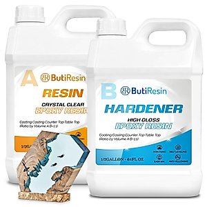 Epoxy Resin Crystal Clear 1 Gallon Kit, Self Leveling Bubbles Free Coating and Casting Resin and Hardener for Countertop, Table Top, Crafts, DIY Art, Wood, Jewelry, Molds, Bar Top 1:1 Ratio