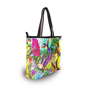 Ladies Tote Handbags Hummingbird Pattern Tote Bag Purse Womens Daily Use Bags