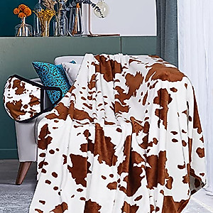 Fleece Cow Print Blanket Flannel Lightweight Insulated Bed Throw Soft Sofa Blanket Cow Print Blanket for Adults Adorable Plush Gift for Daughter Mom, Bedroom Decor 50"×60", Gift Cow Print Mask