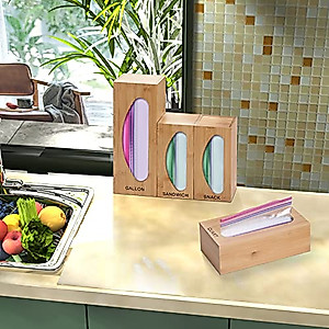 Urvoix Ziplock Bag Storage Organizer, 4 Pcs Baggie Organizer, Bamboo Ziplock Bag Organizer for Drawer Kitchen Compatible with Gallon, Quart, Snack & Sandwich Variety Size Bags