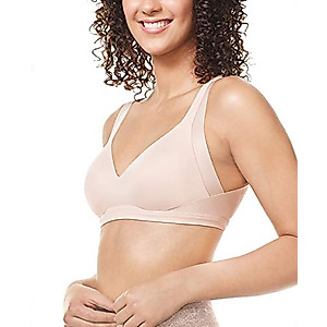Warner's Women's No Side Effects Underarm and Back-Smoothing Comfort Wireless Lightly Lined T-Shirt Bra Ra2231a, Rosewater, Large