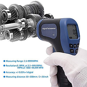 EHDIS Digital Handle Tachometer RPM Meter Non Contact Photo LCD Tachometer RPM Reader Gauge Speed Tach Meter