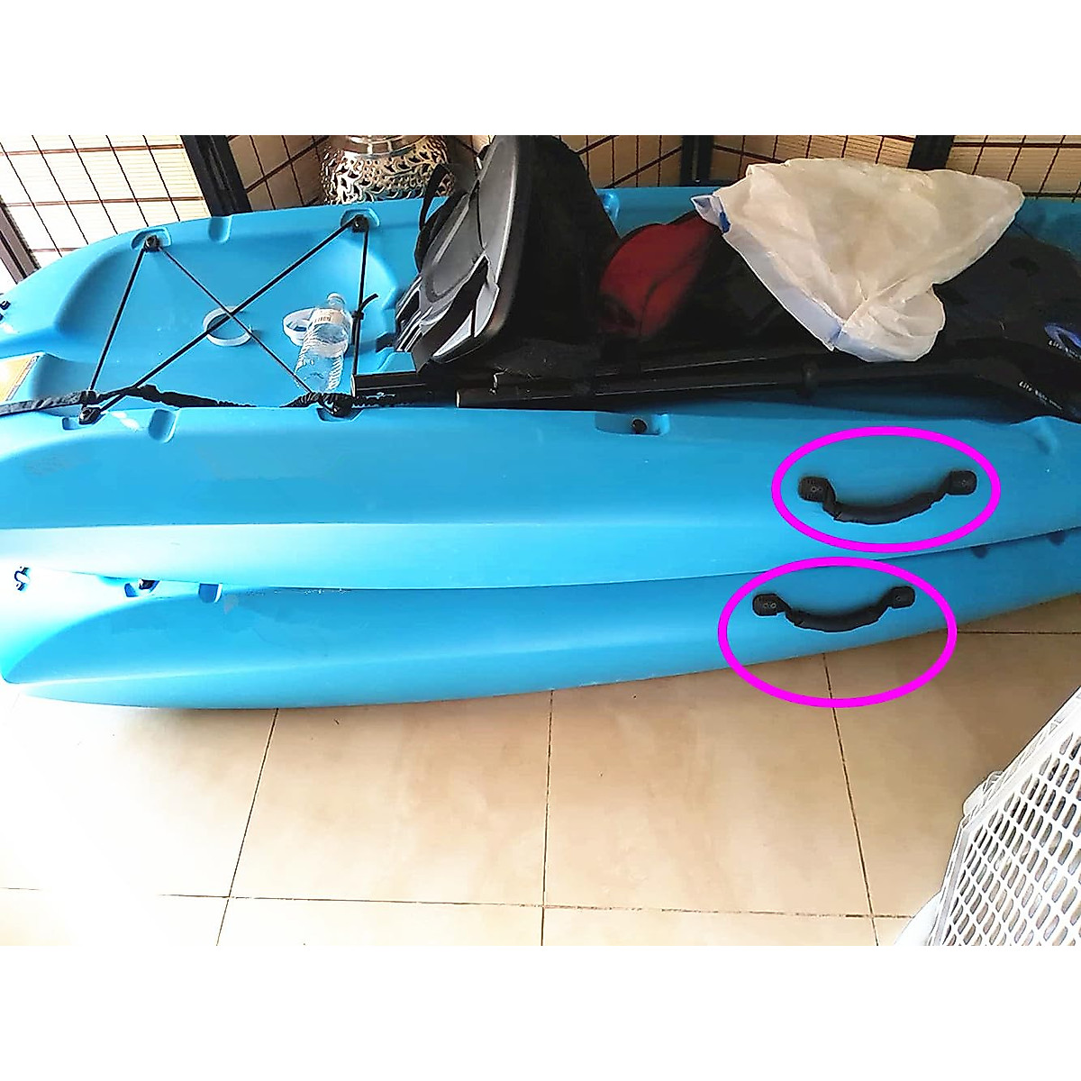 HDCBMCDDM-US 2 Hole Kayak Carry Handles 2 Pack Replacement Nylon Rubber Carry Handles with Hardware for Ocean Lifetime Pelican Emotion Perception Kayak Canoe or Suitcase Luggage