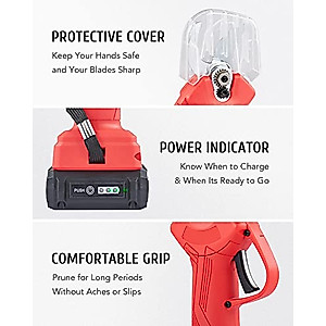 TERRADISE Cordless Electric Pruning Shears, Battery Operated Pruning Shears with 2 Rechargeable Lithium Batteries for Gardening, Professional Tree Branch Pruner, 1.2 Inch (30 mm) Cutting Diameter