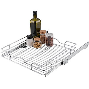 OCG Pull Out Cabinet Organizer (11" W x 21" D), Pull out Drawers for Kitchen Cabinets, Pull Out Shelves for Base Cabinet Organization in Kitchen Bathroom Pantry, Chrome Finish