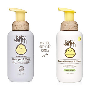 Baby Bum Shampoo & Wash | Tear Free Foaming Soap for Sensitive Skin with Nourishing Coconut Oil | Natural Fragrance | Gluten Free and Vegan | 12 FL OZ