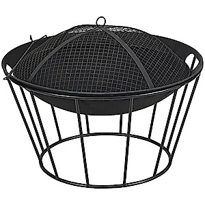 FirsTime & Co. Black Lakeview Fire Pit with Screen Lid, Wood Burning Fire Pit for Garden, Backyard, Patio, Metal, 23 x 23 x 20 inches