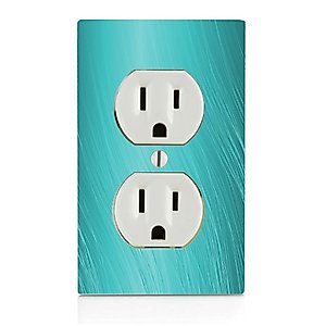 Moonlight4225 Wavy Lines Design Blue Teal Aqua Background Electrical Outlet Plate, (NOT A Decal) Actual Printed Outlet Cover