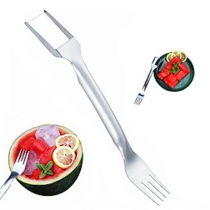 2023 New Watermelon Cutter, 2-in-1 Watermelon Fork Slicer, Stainless Steel Watermelon Slicer Cutter Summer Fruit Cutting Fork, Family Party Camping with Watermelon Cutter Slicer Tool (1PCS)