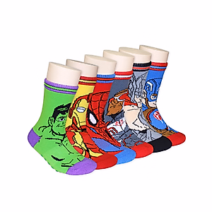 Super Hero Adventures Avengers Boys 6 pack Socks with Grippers (5-7 yrs, Multi)
