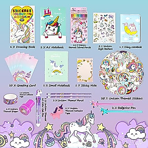 Unicorns Gifts for Girls - Cute School Supplies Set - 48 Pcs Kawaii Stationary Set - Stationary Letter Writing Kit - Best Birthday Gift for 6 7 8 9 10 11 12 Teen Girl