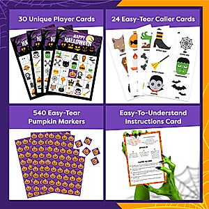 Halloween Games For Kids Party - Halloween Bingo - Fun Game For Up To 30 Players - Halloween Kids Crafts - Halloween Crafts - Halloween Party Games For Kids - Halloween Game - Halloween Kids Games