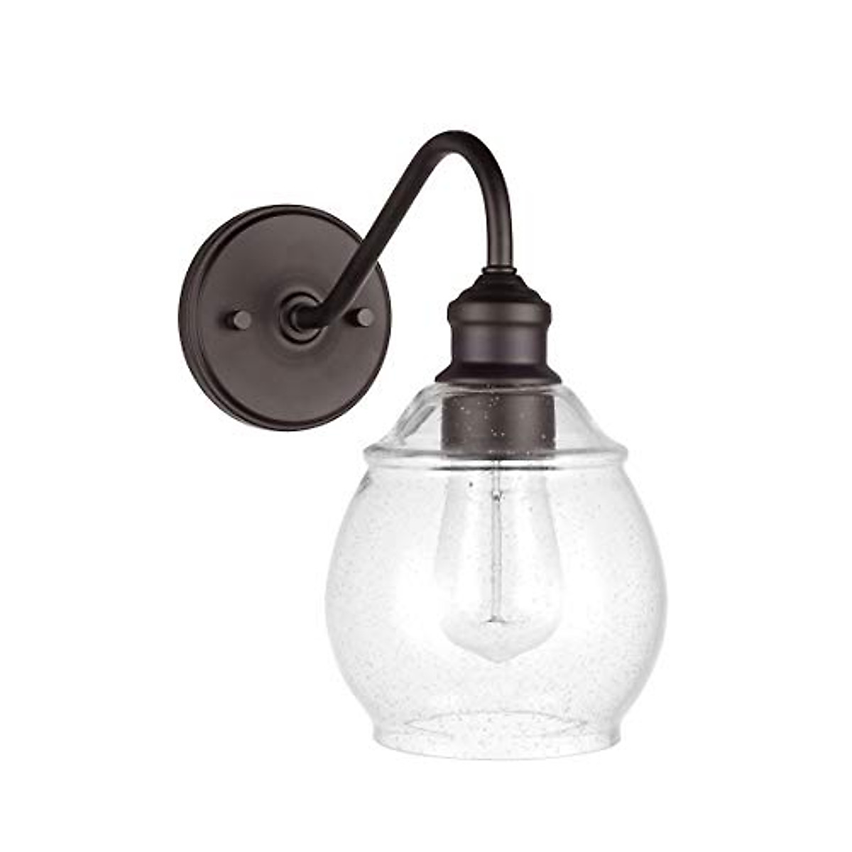 Globe Electric 51622 Maia 1-Light Vanity Wall Sconce, Dark Bronze, Seeded Glass Shade, Bulb Included