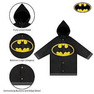 DC Comics Boys Kids Umbrella and Poncho Raincoat Set, Batman & Superman Rain Wear for Toddler 2-3 or Kids 4-7